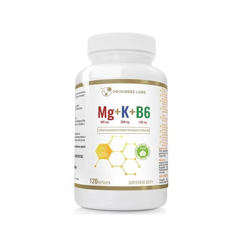 Progress Labs Magnis + kalis + vitaminas B6 - 120 kapsulių – Medpak